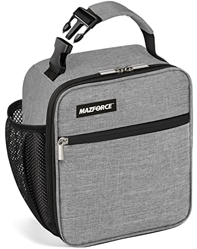 MAZFORCE Original Lunch Box Insulated Lunch Bag - Food Safe Durable Lunchbox for Men - BPA Free Small Reusable Lunch Bags for Adults, Teens, Boys, Women (Gray)