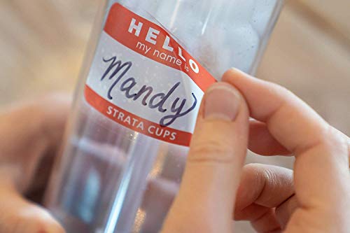 STRATA CUPS SKINNY TUMBLERS 12 Clear Acrylic Tumblers with Lids and Straws | Skinny, 16oz Double Wall Clear Plastic Tumblers With FREE Straw Cleaner & Name Tags! Reusable Cup With Straw (Clear, 12)