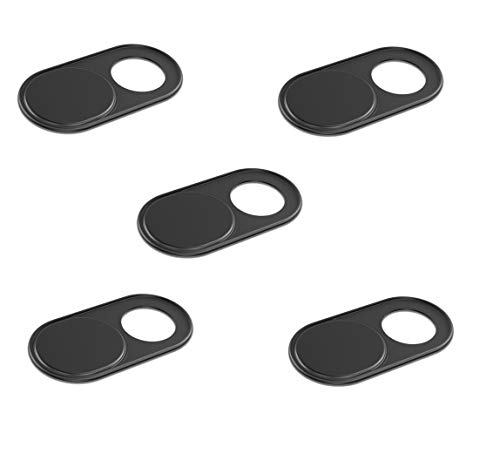 Foretra - Ultra Thin Metal Webcam Cover Privacy Slide for Your Laptop Tablet Avoid Camera Hacking and Protect Your Privacy 5-Pack (Black)