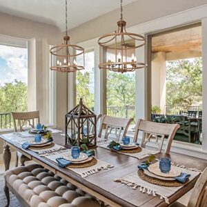 LOG BARN Farmhouse Chandelier, Dining Lighting Fixtures Hanging in Rustic Bronze, Drum Pendant for Kitchen Island, Living Room