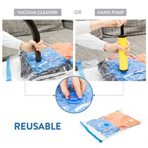 WonderWorker Press, 12 Vacuum Storage Bags, Nearly 80% More Compression Than Other Brands, Storage Bags for Bedding, Pillow, Blankets, Clothes etc.