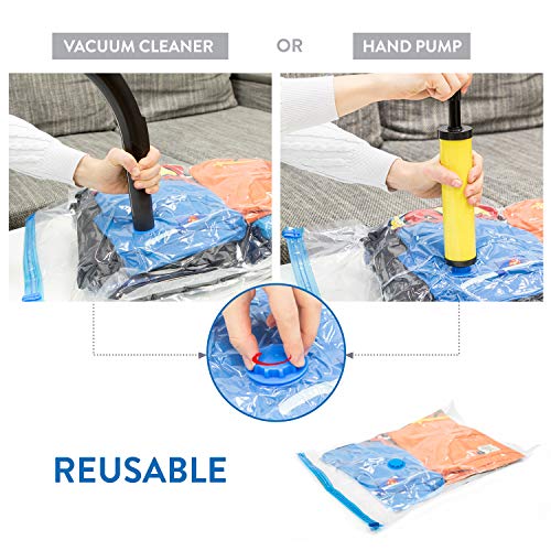 WonderWorker Press, 12 Vacuum Storage Bags, Nearly 80% More Compression Than Other Brands, Storage Bags for Bedding, Pillow, Blankets, Clothes etc.