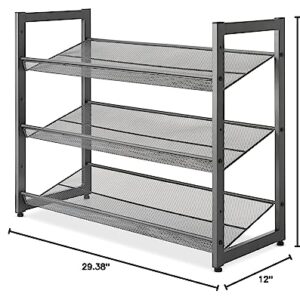 Whitmor Steel Mesh 3-Tier Shoe Rack, Gunmetal Gray