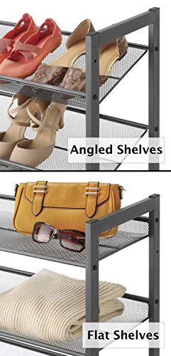 Whitmor Steel Mesh 3-Tier Shoe Rack, Gunmetal Gray