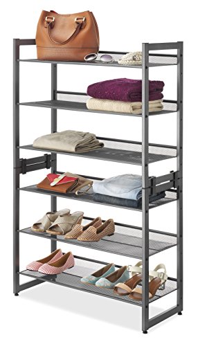 Whitmor Steel Mesh 3-Tier Shoe Rack, Gunmetal Gray