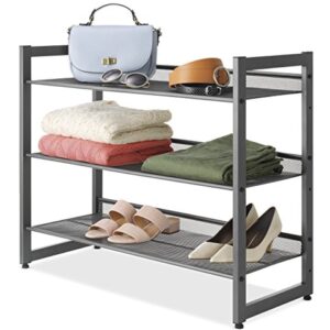 Whitmor Steel Mesh 3-Tier Shoe Rack, Gunmetal Gray