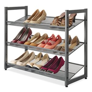 Whitmor Steel Mesh 3-Tier Shoe Rack, Gunmetal Gray