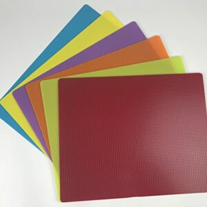 Set of 6 Color Coded Flexible Plastic Cutting Boards for Kitchen with Food Logos (12x15") - BPA Free, Anti-Slip