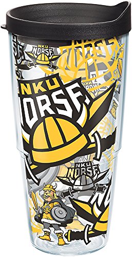 Tervis Northern Kentucky Norse All Over Tumbler with Wrap and Black Lid 24oz, Clear