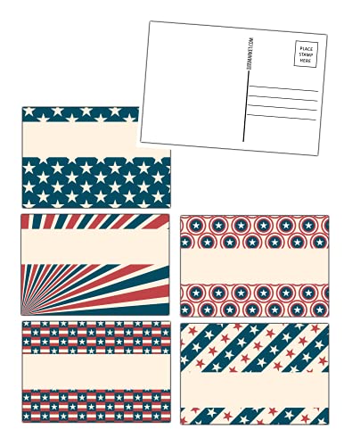 100 Pack of Blank Postcards. Each Post Card in This Patriotic, Bulk Set is 4 x 6, USPS Compliant (mailable), and USA Made. Mail to Voters to get Votes. Flip Side is Plain White and unused. (Variety)