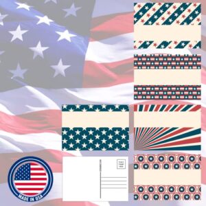 100 Pack of Blank Postcards. Each Post Card in This Patriotic, Bulk Set is 4 x 6, USPS Compliant (mailable), and USA Made. Mail to Voters to get Votes. Flip Side is Plain White and unused. (Variety)