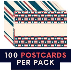 100 Pack of Blank Postcards. Each Post Card in This Patriotic, Bulk Set is 4 x 6, USPS Compliant (mailable), and USA Made. Mail to Voters to get Votes. Flip Side is Plain White and unused. (Variety)