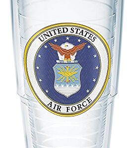 Tervis Air Force Classic Seal Flex Tumbler with Emblem and Blue Lid 24oz, Clear