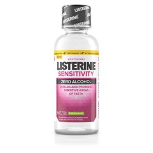 listerine sensitivity mouthwash, 24-hr tooth sensitivity relief & protection, alcohol-free formula in fresh mint flavor, tsa compliant travel-sized bottle, 3.2 fl. oz