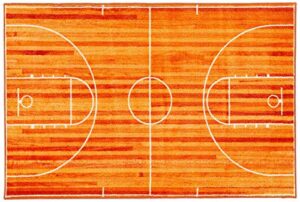 brumlow mills basketball court sports theme area rug for teens bedroom, kids playroom, living room carpet or classroom accent rug, 3'4" x 5'