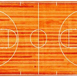 Brumlow Mills Basketball Court Sports Theme Area Rug for Teens Bedroom, Kids Playroom, Living Room Carpet or Classroom Accent Rug, 3'4" x 5'