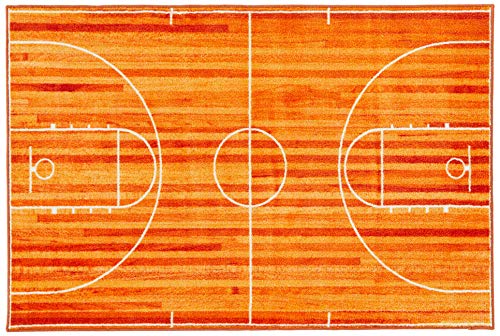 Brumlow Mills Basketball Court Sports Theme Area Rug for Teens Bedroom, Kids Playroom, Living Room Carpet or Classroom Accent Rug, 3'4" x 5'