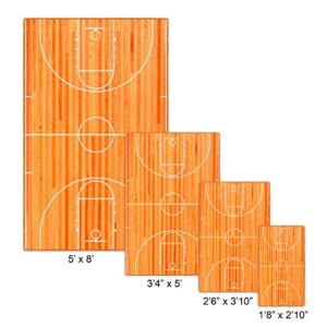 Brumlow Mills Basketball Court Sports Theme Area Rug for Teens Bedroom, Kids Playroom, Living Room Carpet or Classroom Accent Rug, 3'4" x 5'