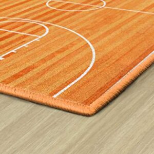 Brumlow Mills Basketball Court Sports Theme Area Rug for Teens Bedroom, Kids Playroom, Living Room Carpet or Classroom Accent Rug, 3'4" x 5'