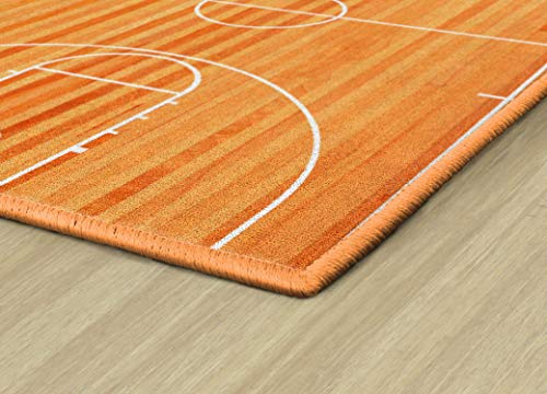 Brumlow Mills Basketball Court Sports Theme Area Rug for Teens Bedroom, Kids Playroom, Living Room Carpet or Classroom Accent Rug, 3'4" x 5'