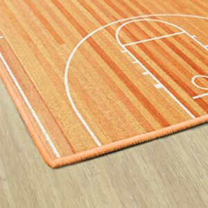 Brumlow Mills Basketball Court Sports Theme Area Rug for Teens Bedroom, Kids Playroom, Living Room Carpet or Classroom Accent Rug, 3'4" x 5'