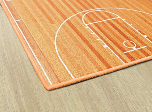 Brumlow Mills Basketball Court Sports Theme Area Rug for Teens Bedroom, Kids Playroom, Living Room Carpet or Classroom Accent Rug, 3'4" x 5'