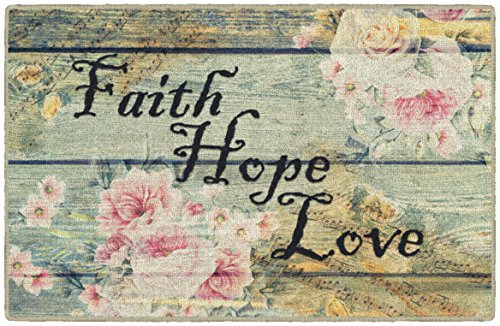 Brumlow Mills Faith, Hope, Love Vintage Floral Spring Kitchen Rug, Living Room or Bedroom Mat, Bathroom, and Entryway Rug, 1'8" x 2'10", Beige