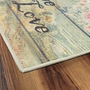 Brumlow Mills Faith, Hope, Love Vintage Floral Spring Kitchen Rug, Living Room or Bedroom Mat, Bathroom, and Entryway Rug, 1'8" x 2'10", Beige