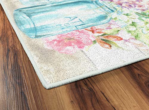 Brumlow Mills Colorful Flowers In Mason Jar Area Rug for Kitchen, Entryway Rug, Living Room or Bedroom Carpet, 1'8" x 2'10", Multi