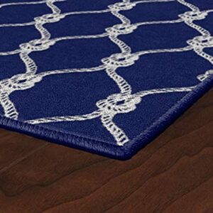 Brumlow Mills Nautical Rope Ocean Trellis Knot Area Rug for Beachy Home Décor, Living Room Carpet, Kitchen Mat or Entryway Rug, 2'6" x 3'10", Blue