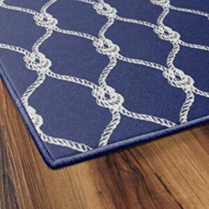 Brumlow Mills Nautical Rope Ocean Trellis Knot Area Rug for Beachy Home Décor, Living Room Carpet, Kitchen Mat or Entryway Rug, 2'6" x 3'10", Blue