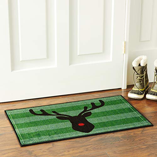 Brumlow Mills Rudolph the Red-Nosed Reindeer Christmas and Holiday Area Rug for Kitchen, Entryway Rug, Door Mat, Bedroom Carpet or Home Décor, 1'8" x 2'10, Green