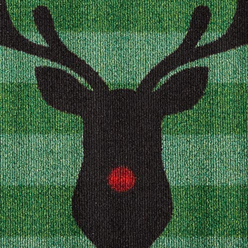 Brumlow Mills Rudolph the Red-Nosed Reindeer Christmas and Holiday Area Rug for Kitchen, Entryway Rug, Door Mat, Bedroom Carpet or Home Décor, 1'8" x 2'10, Green