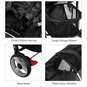 Baby Joy Lightweight Stroller, Compact Toddler Travel Stroller for Airplane, Infant Stroller w/Adjustable Backrest/Footrest/Canopy, 5-Point Harness, Storage Basket, Easy One-Hand Fold, Black