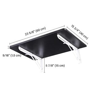 Yescom Wall Mounted Floating Folding Desk Wooden PC Dining Drop Leaf Table 24"x16" 50lbs Weight Capicity for Study Black