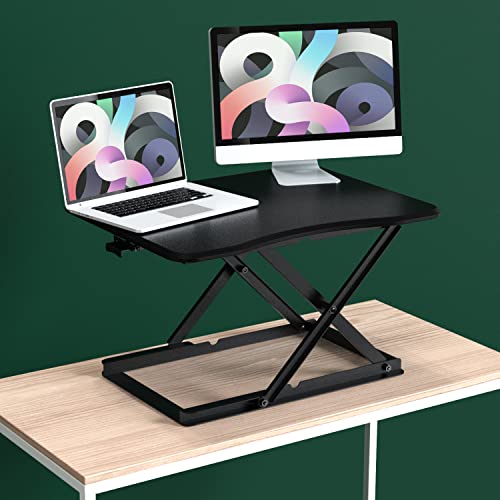 ZINUS Molly 28 Inch Standing Desk with Adjustable Height / Desktop Workstation / Desk Converter / No Assembly, Black