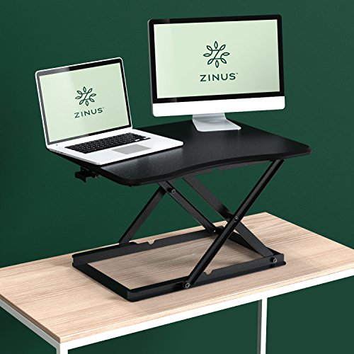 ZINUS Molly 28 Inch Standing Desk with Adjustable Height / Desktop Workstation / Desk Converter / No Assembly, Black