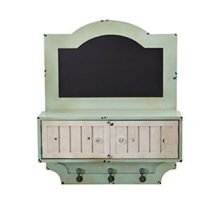 nearly natural 7030 vintage doors & hooks chalkboard wall organizer, 21.5",light green