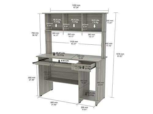 Inval Computer Desk, Smoke Oak