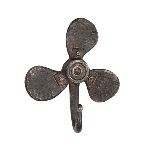 Foreside Rustic Cast Iron Propeller Decorative Wall Hook, 27, Aged Bronze