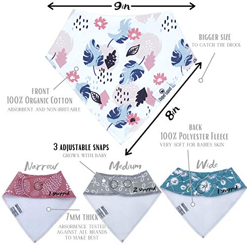 Diaper Squad 100% Organic Cotton Floral 10-Pack Baby Girl Drool Bandana Bibs Pink for Girls