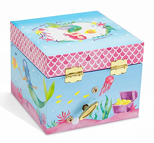 Jewelkeeper Mermaid Girl's Musical Jewelry Box, Underwater Design Pullout Drawer, Over The Waves Tune