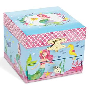 Jewelkeeper Mermaid Girl's Musical Jewelry Box, Underwater Design Pullout Drawer, Over The Waves Tune