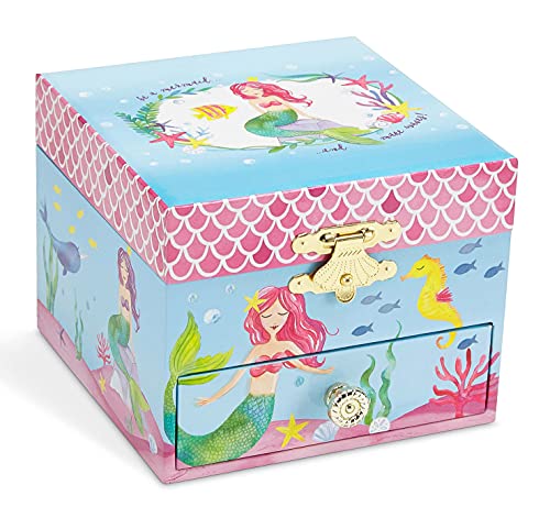 Jewelkeeper Mermaid Girl's Musical Jewelry Box, Underwater Design Pullout Drawer, Over The Waves Tune