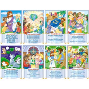 north star teacher resource nst3102 children's bible songs bulletin board set, set of 8 posters