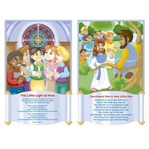 North Star Teacher Resource NST3102 Children's Bible Songs Bulletin Board Set, Set of 8 Posters