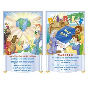 North Star Teacher Resource NST3102 Children's Bible Songs Bulletin Board Set, Set of 8 Posters