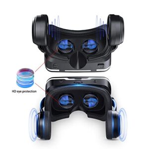 VR SHINECON Original 6.0 VR Headset Version Virtual Reality Glasses Stereo Headphones 3D Glasses Headset Helmets Support 4.7-6.53 inch Large Screen Smartphone (with Controller SC-B01)