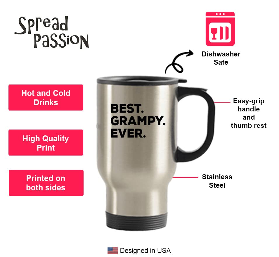 SpreadPassion Best Grampy Ever Travel Mug, Grampy Travel Mug, Grampy Coffee Travel Mug, Grampy Gift, Gift for Grampy, Grampy Tumbler, Grampy Gift from Grandkids, Grampy Birthday Basket Gift idea