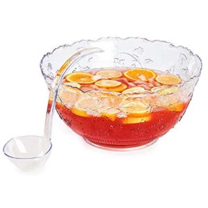 premium quality plastic punch bowl with ladle - large 2 gallon bowl with 5 oz ladle by upper midland products